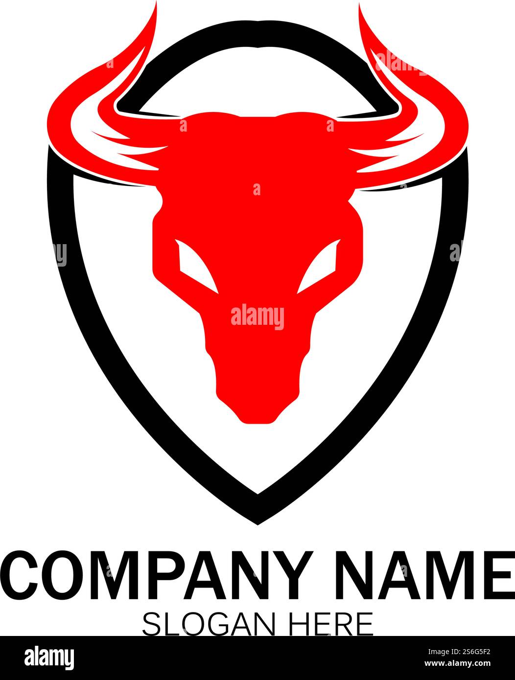 creative angry shield bull head logo design symbol vector illustration ...