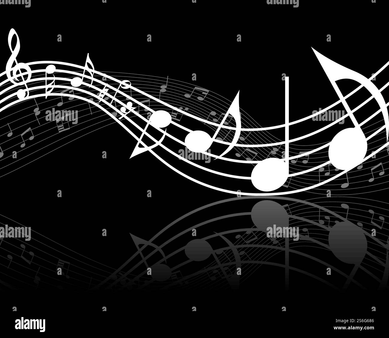 Musical Design Elements From Music Staff With Treble Clef And Notes in ...
