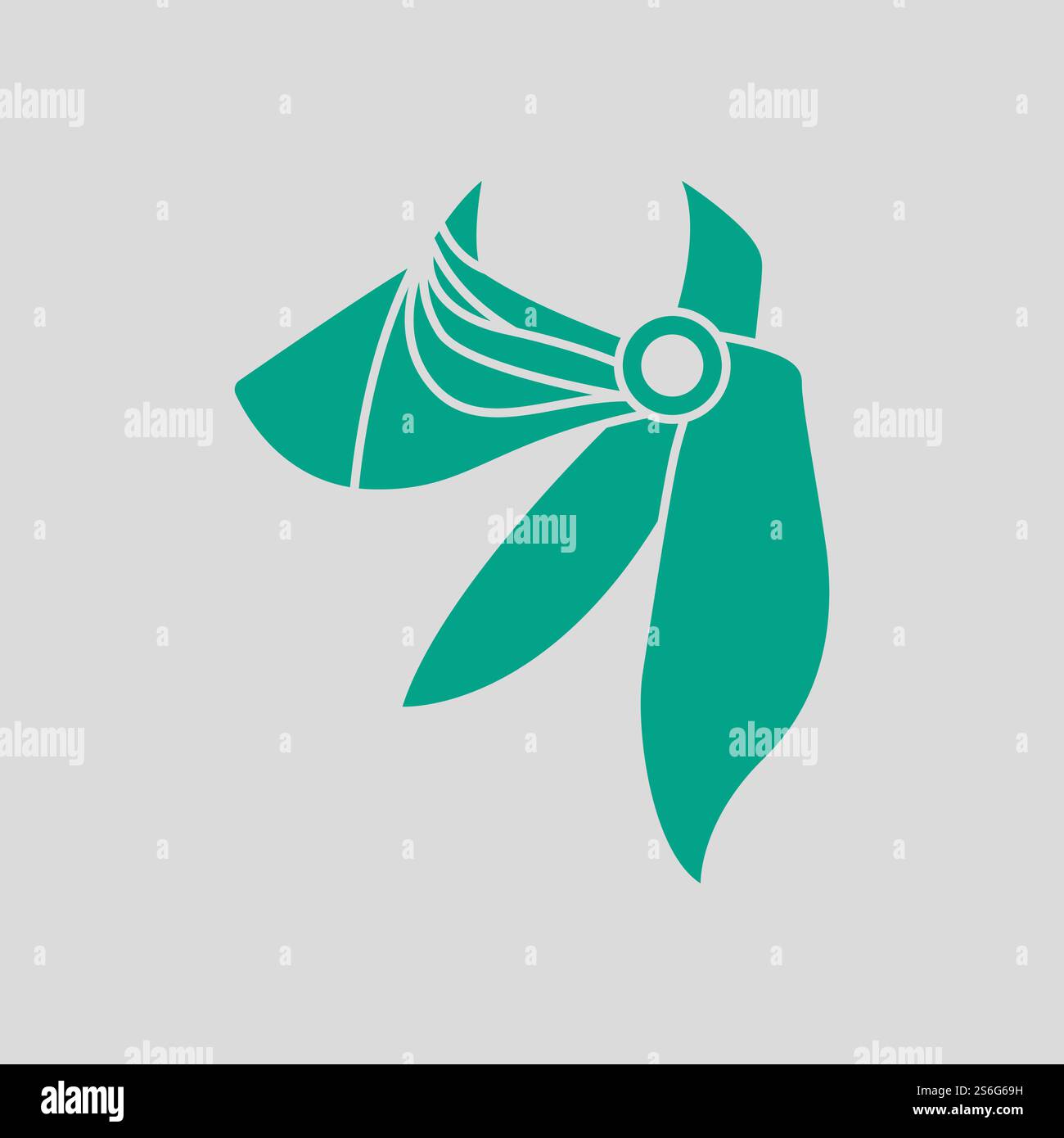 Business Woman Neck Scarf Icon. Green on Gray Background. Vector ...