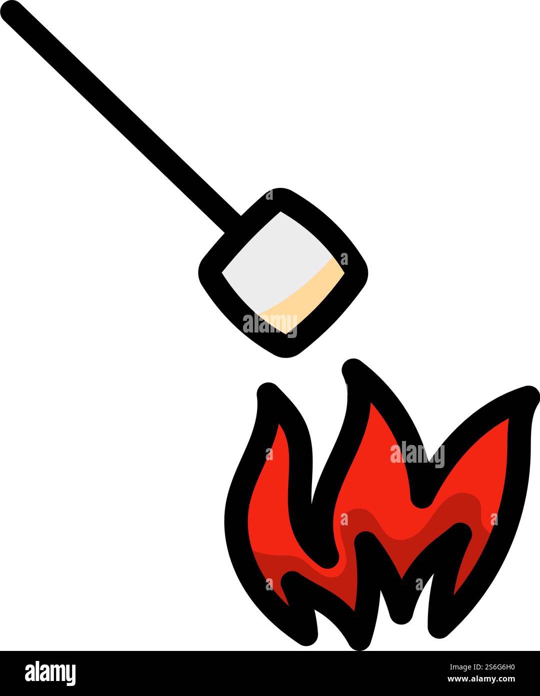 Iicon Of Camping Fire With Marshmallow. Editable Bold Outline With ...
