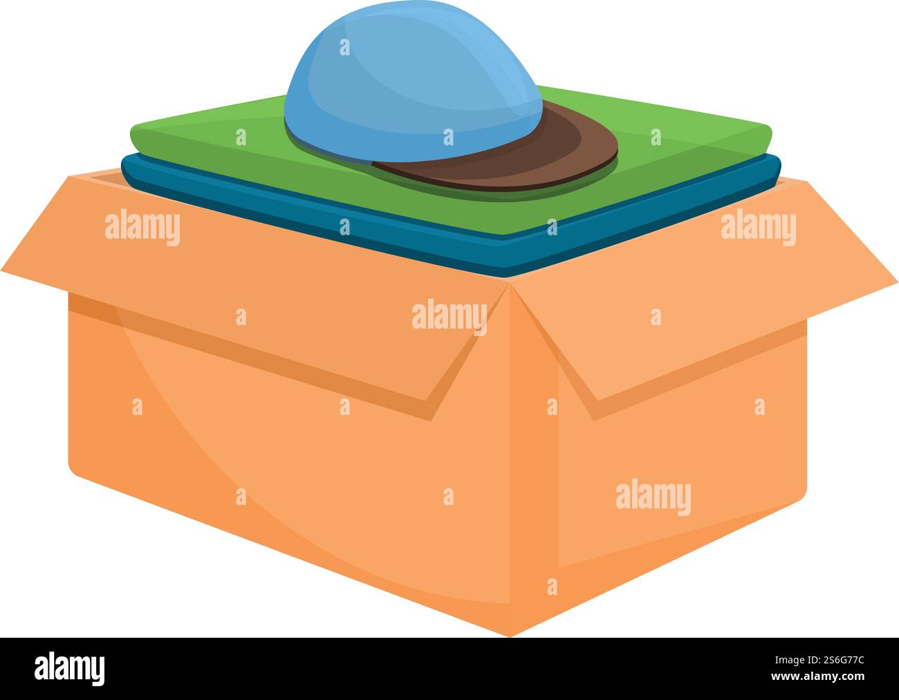 Full donation clothes box icon. Cartoon of Full donation clothes box ...