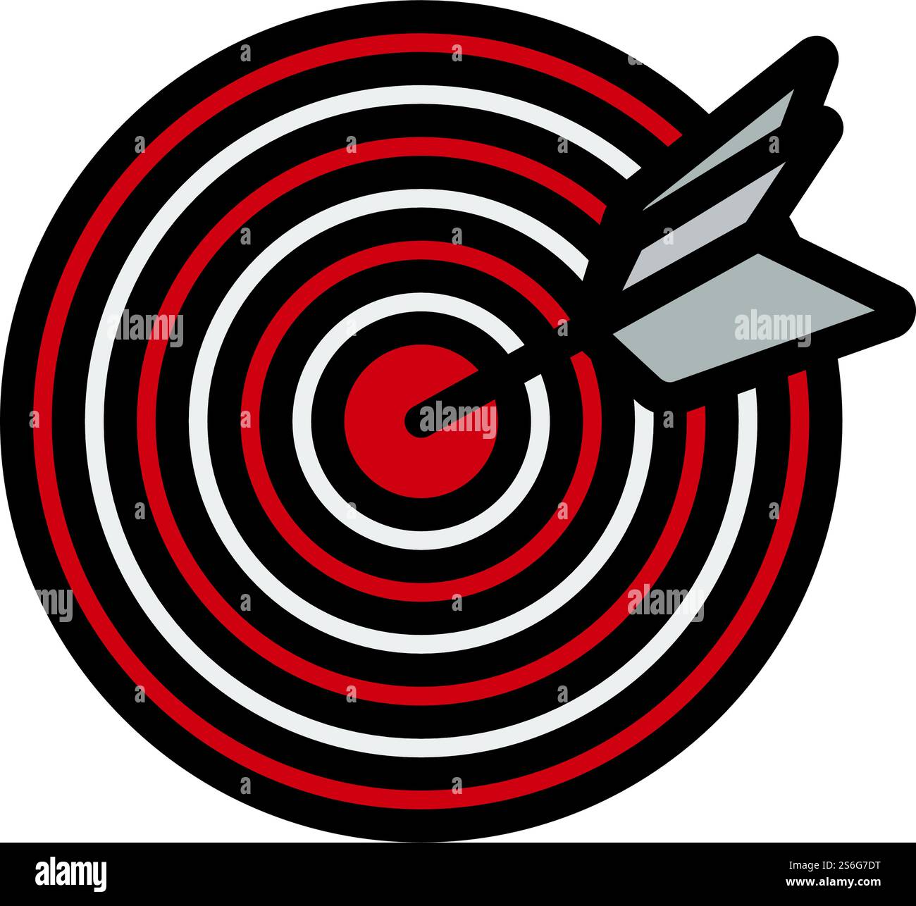 Icon Of Target With Dart. Editable Bold Outline With Color Fill Design ...