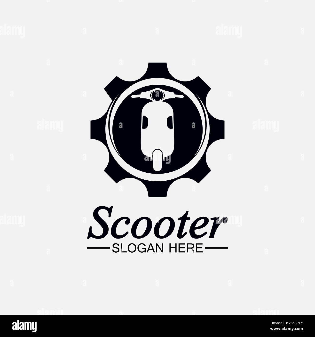 Moped scooter logo vector icon illustration design template.Retro bikes ...