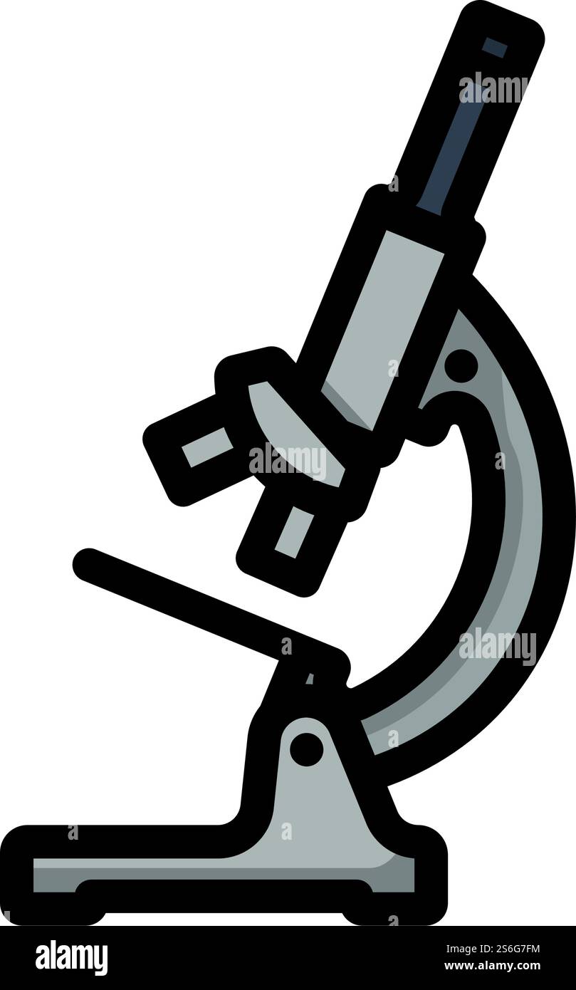 Icon Of Chemistry Microscope. Editable Bold Outline With Color Fill ...