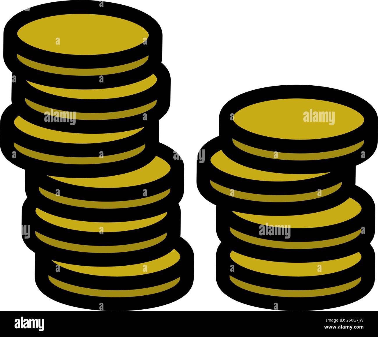Icon Of Stack Of Coins. Editable Bold Outline With Color Fill Design ...