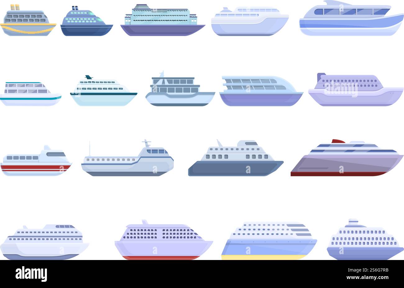 Ferry icons set. Cartoon set of ferry vector icons for web design ...