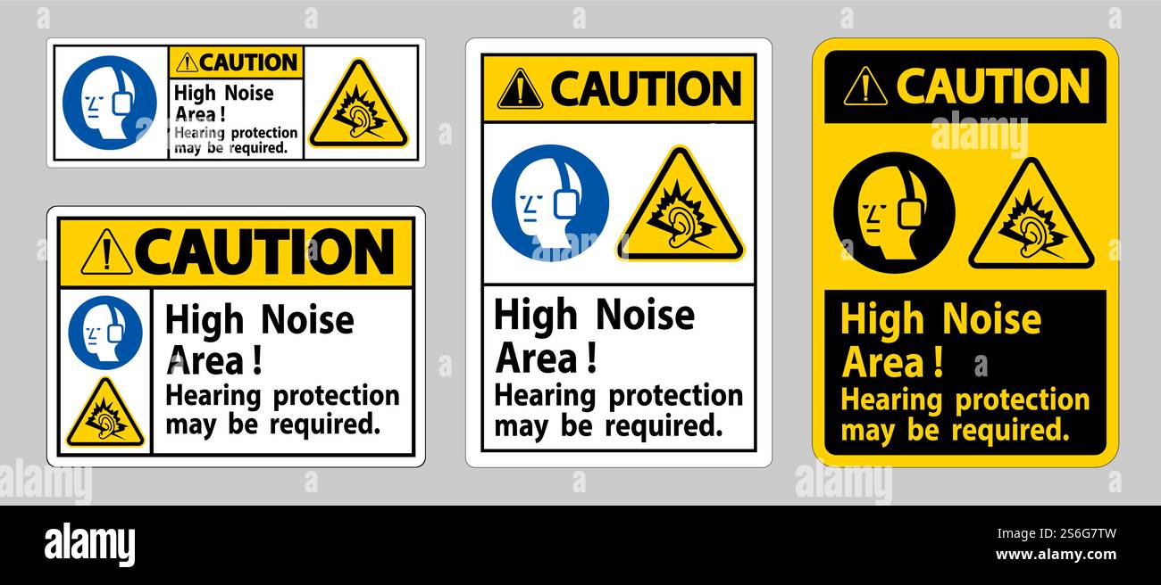 Caution Sign High Noise Area Hearing Protection May Be Required Stock ...