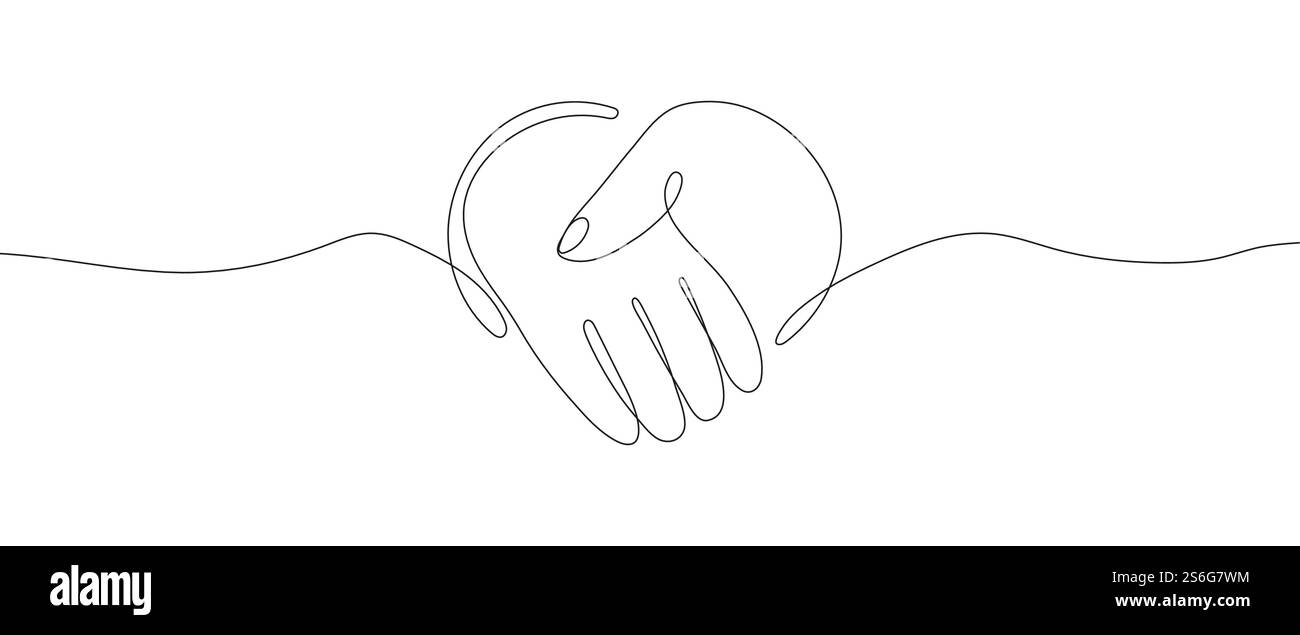 Continuous line drawing of a handshake in the shape of a heart ...