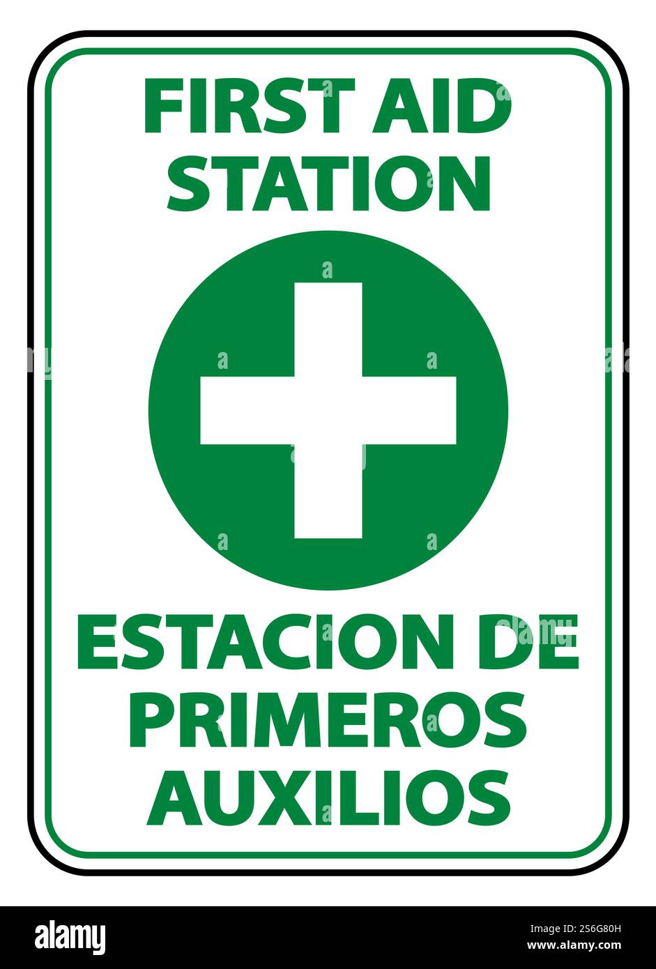 Bilingual First Aid Station Sign on white background Stock Vector Image ...