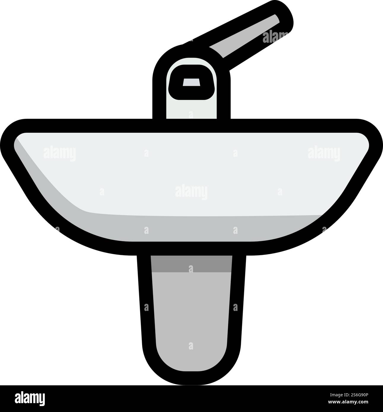 Wash Basin Icon. Editable Bold Outline With Color Fill Design. Vector ...