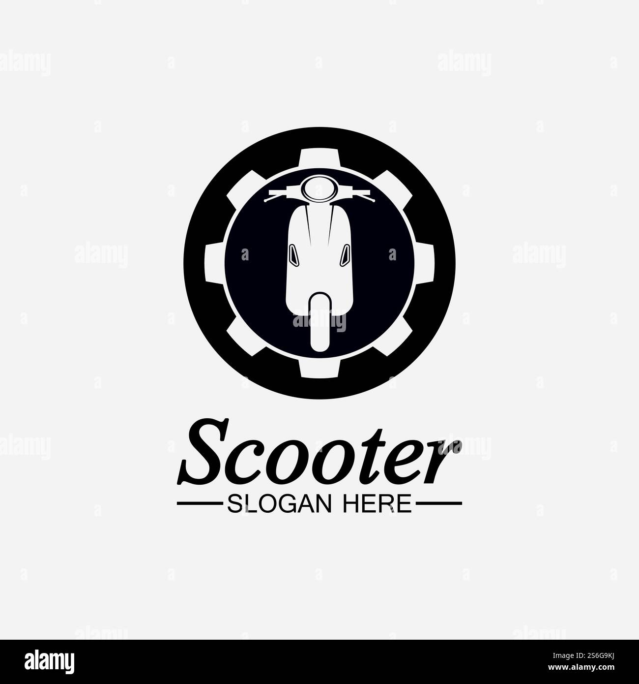 Moped scooter logo vector icon illustration design template.Retro bikes ...