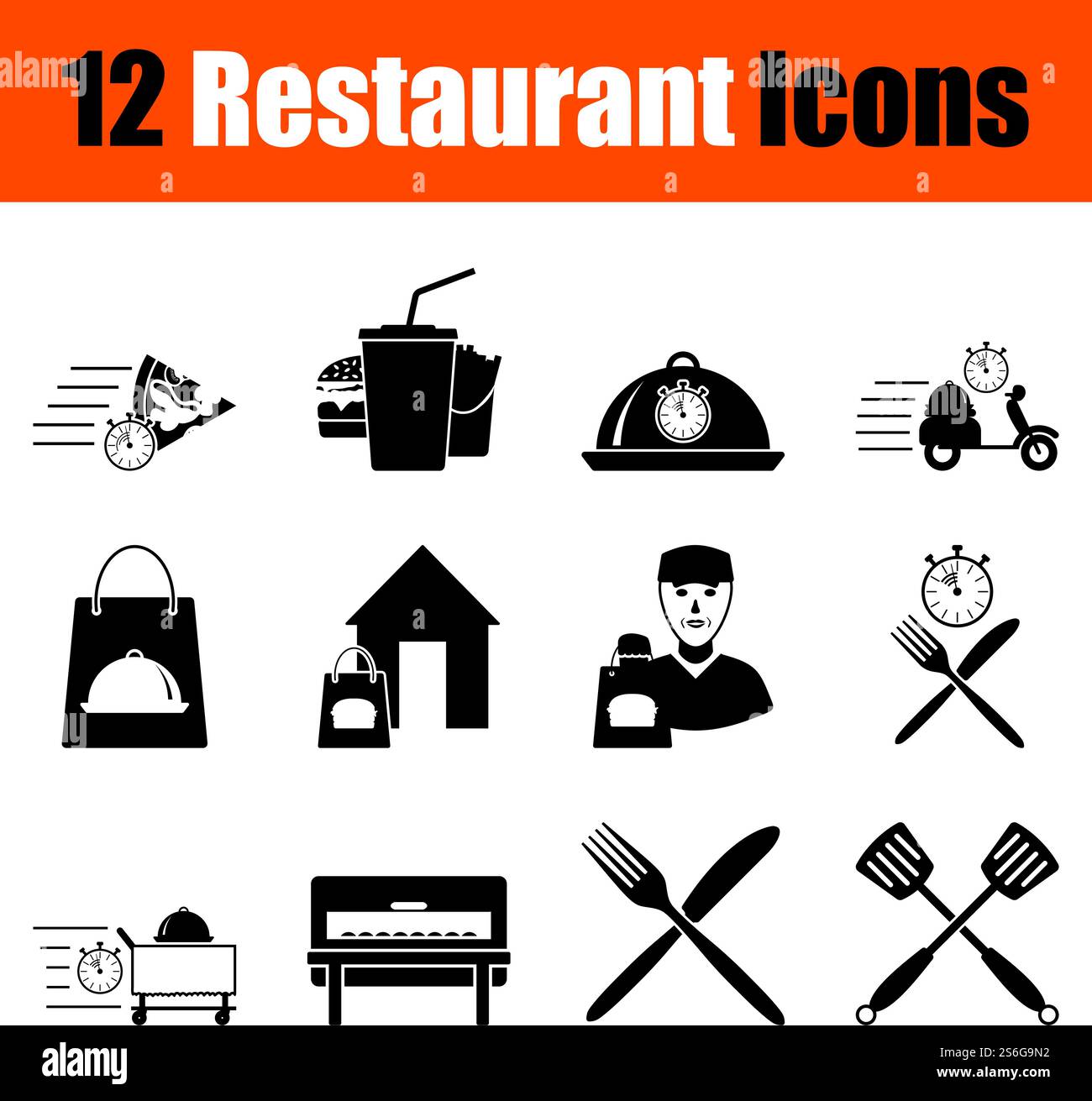 Restaurant Icon Set. Cute and Smooth Glyph Design. Fully editable ...