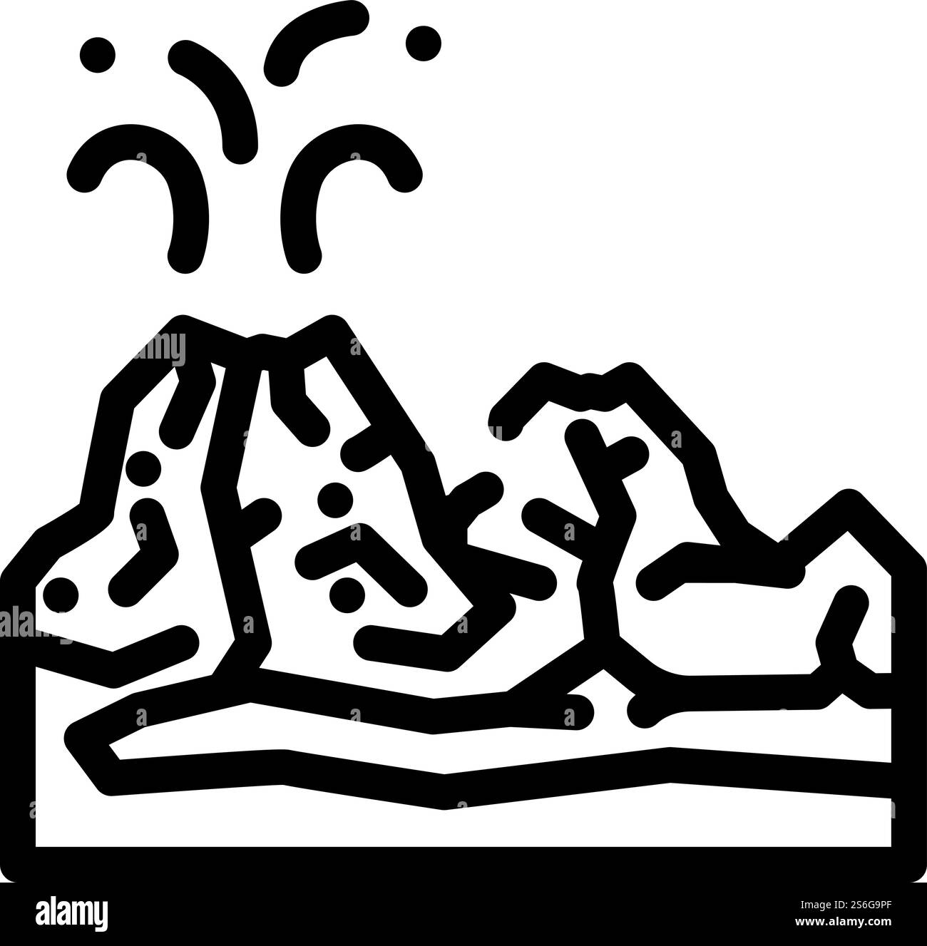 valley of volcanoes line icon vector. valley of volcanoes sign ...