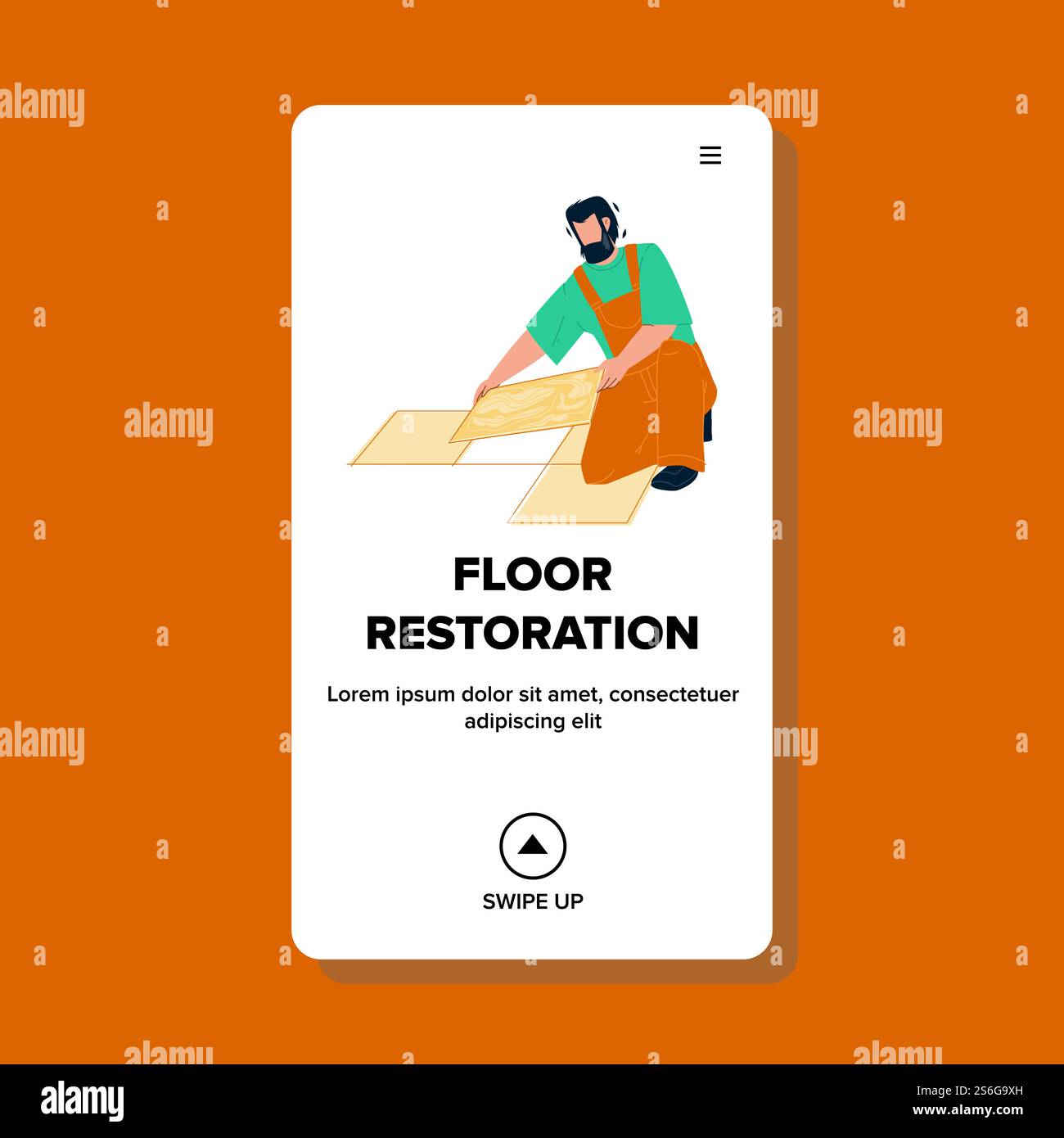 Floor Restoration And Repair Making Worker Vector. Tiler Floor ...