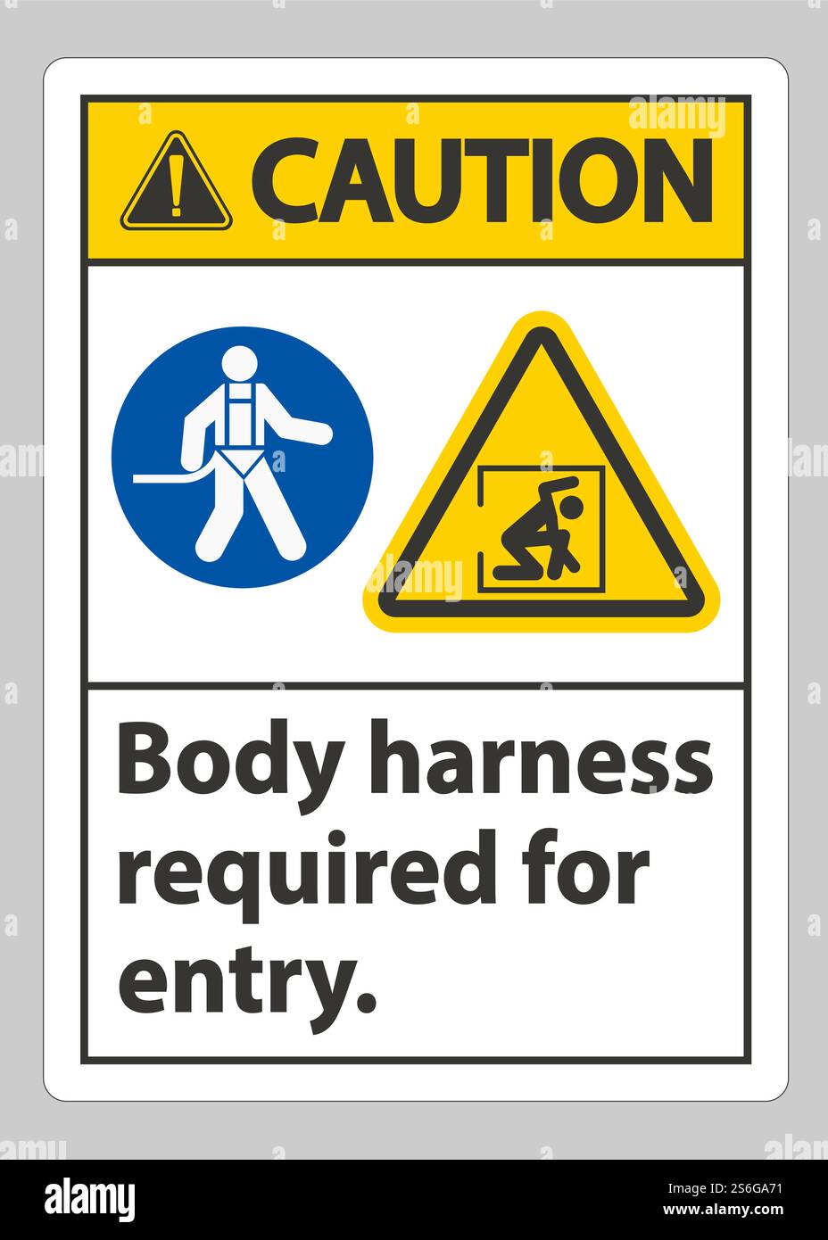 Caution Sign Body Harness Required For Entry Stock Vector Image & Art ...
