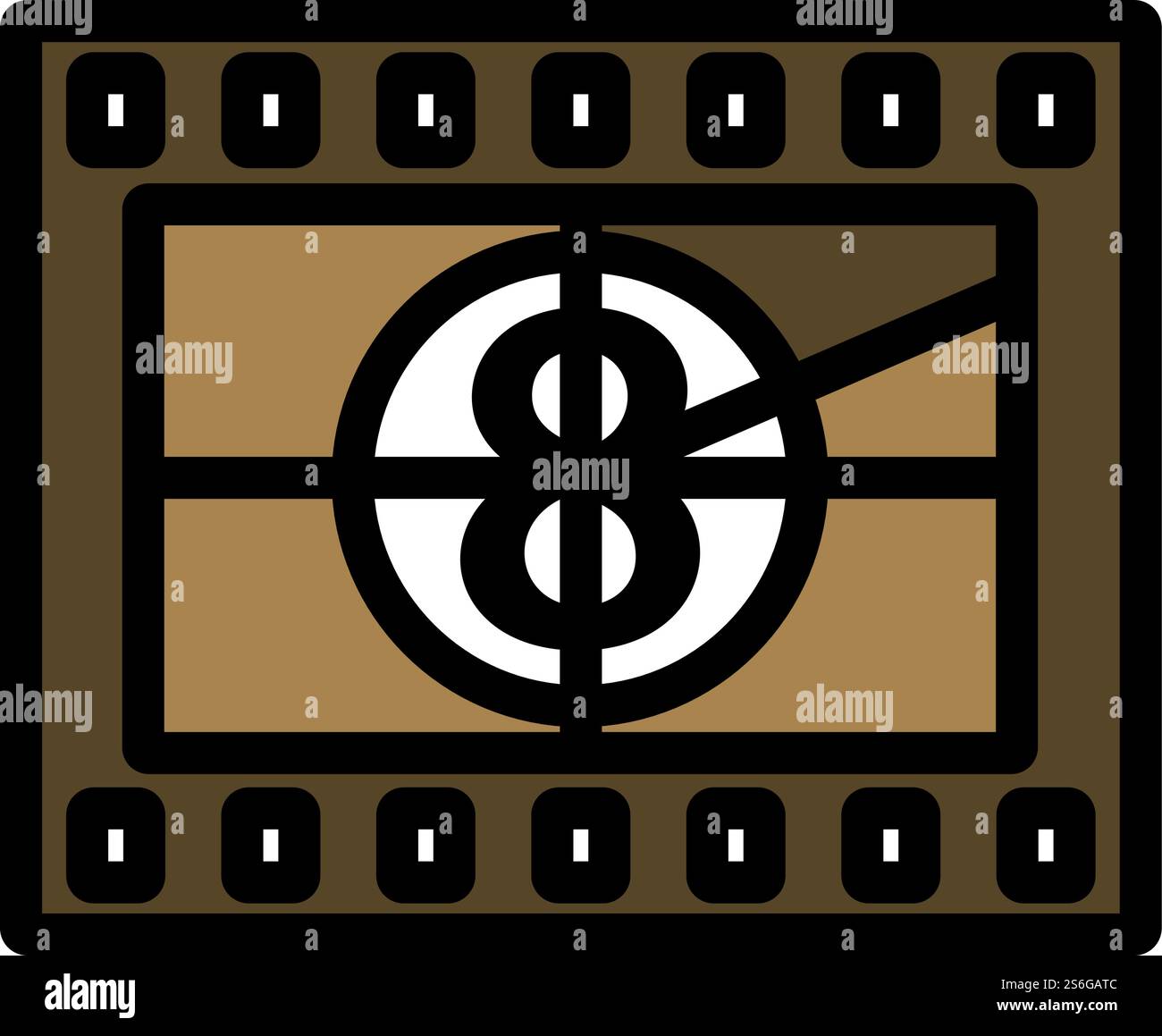 Movie Frame With Countdown Icon. Editable Bold Outline With Color Fill ...