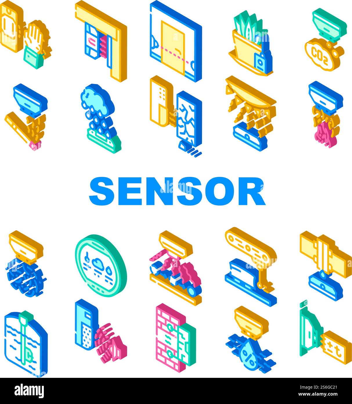 Sensor Electronic Tool Collection Icons Set Vector. Motion And ...