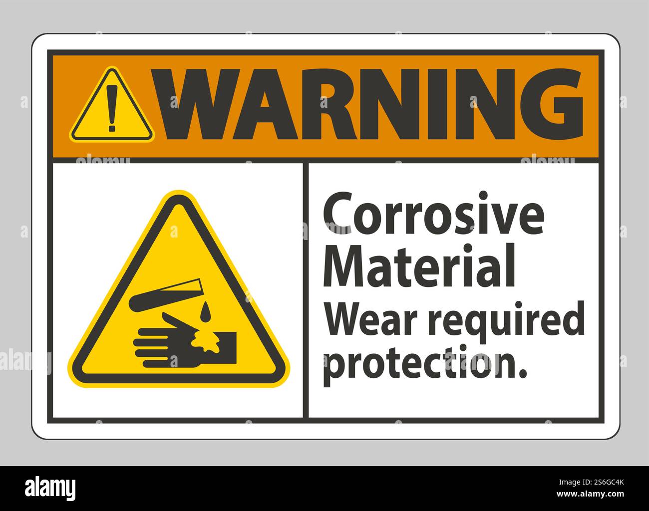 Warning Sign Corrosive Materials,Wear Required Protection Stock Vector ...