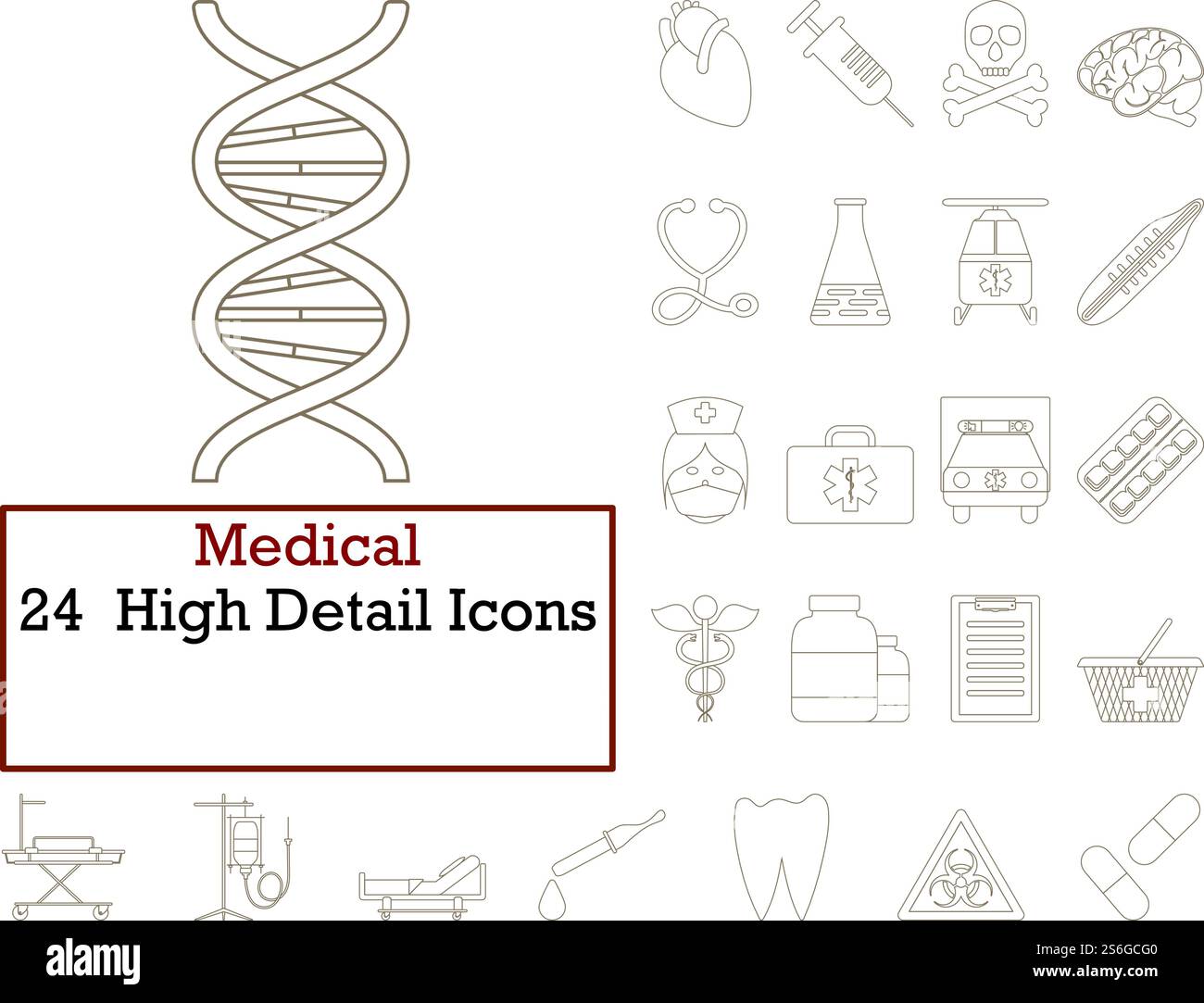Medical Icon Set. Thin Editable Stroke Line Without Filling Design ...