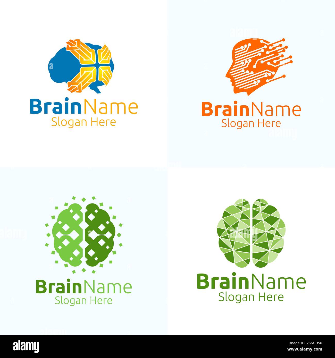 Brain Logo with Think Idea Concept Vector Design Stock Vector Image ...
