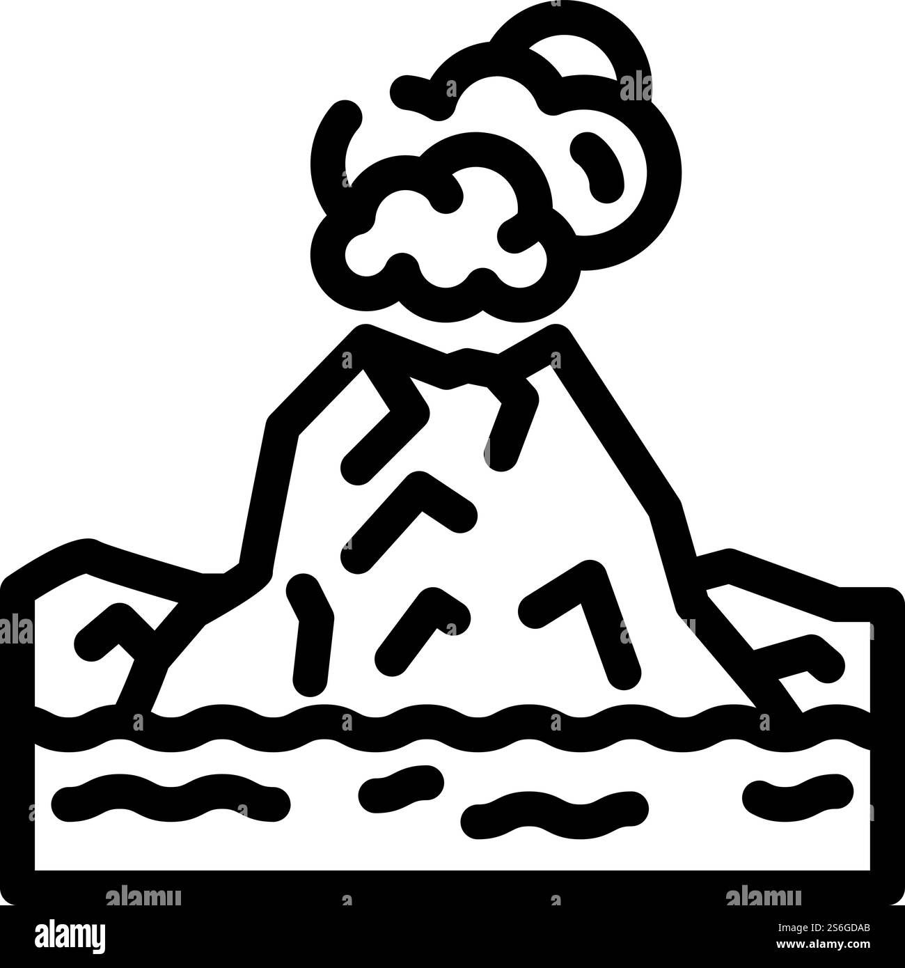 island with volcano line icon vector. island with volcano sign ...