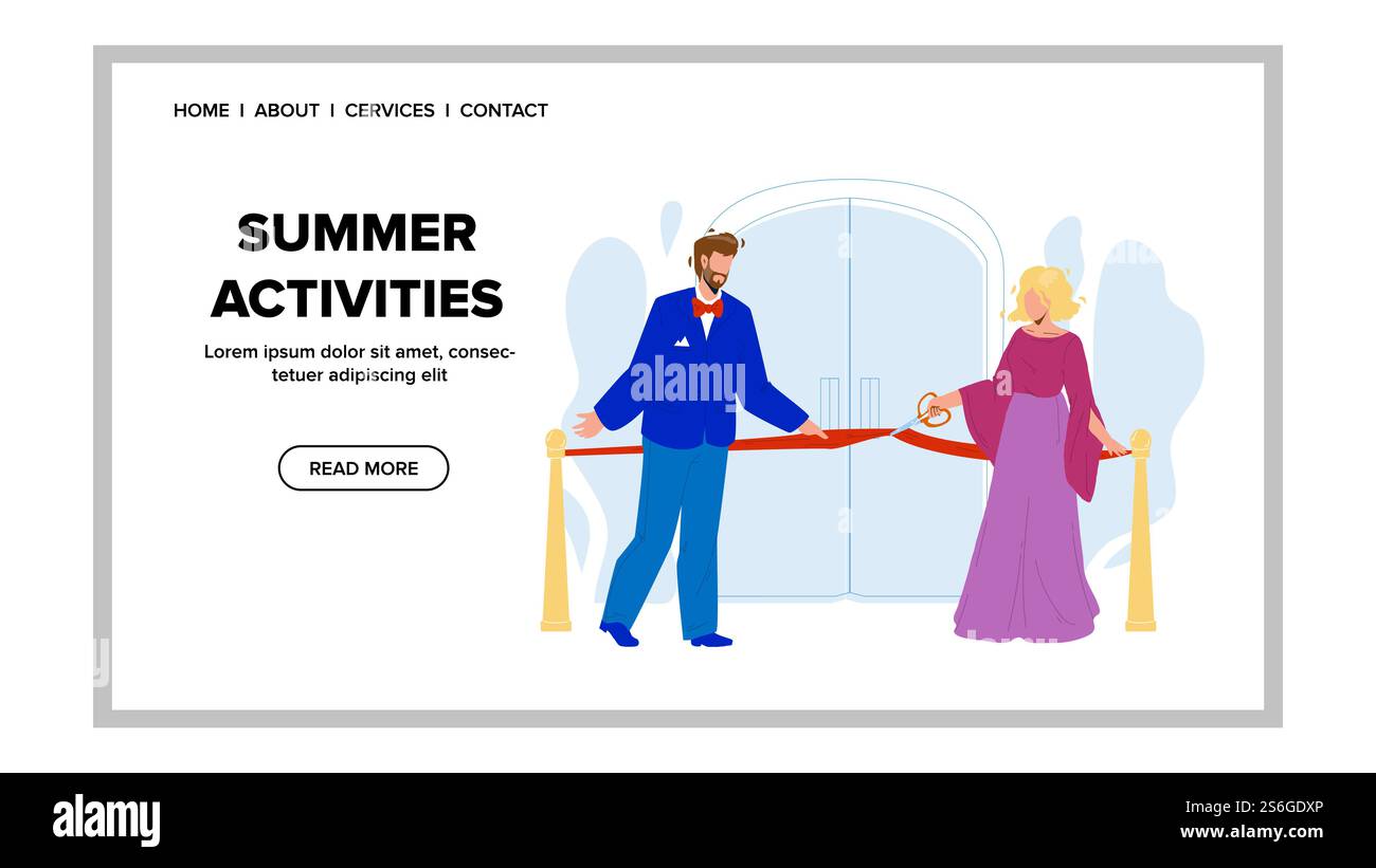Summer Activities Start Work After Ceremony Vector. Season Summer ...