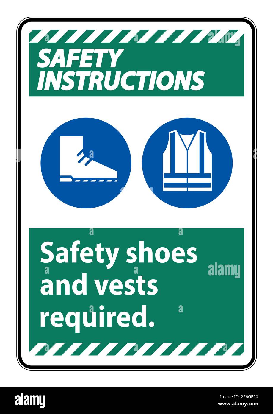 Safety Shoes And Vest Required With PPE Symbols on white background ...