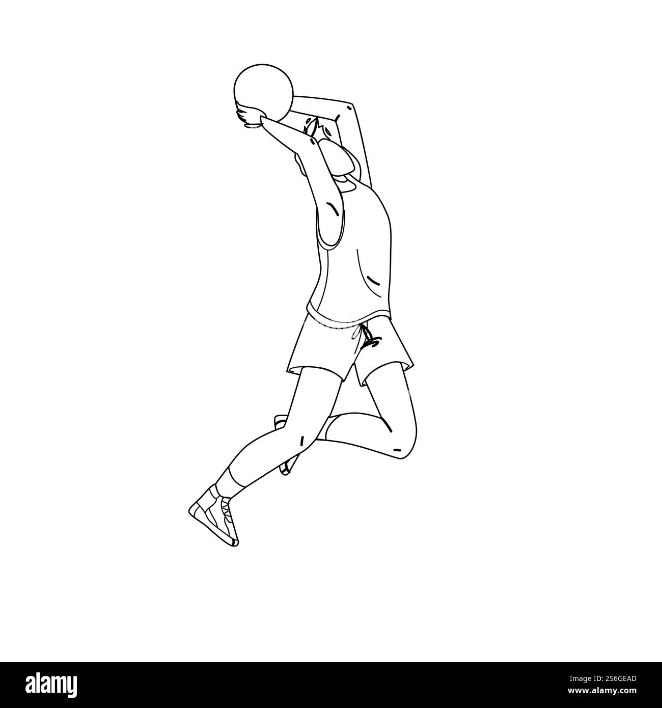 Volleyball Player Jump And Throwing Ball Black Line Pencil Drawing ...