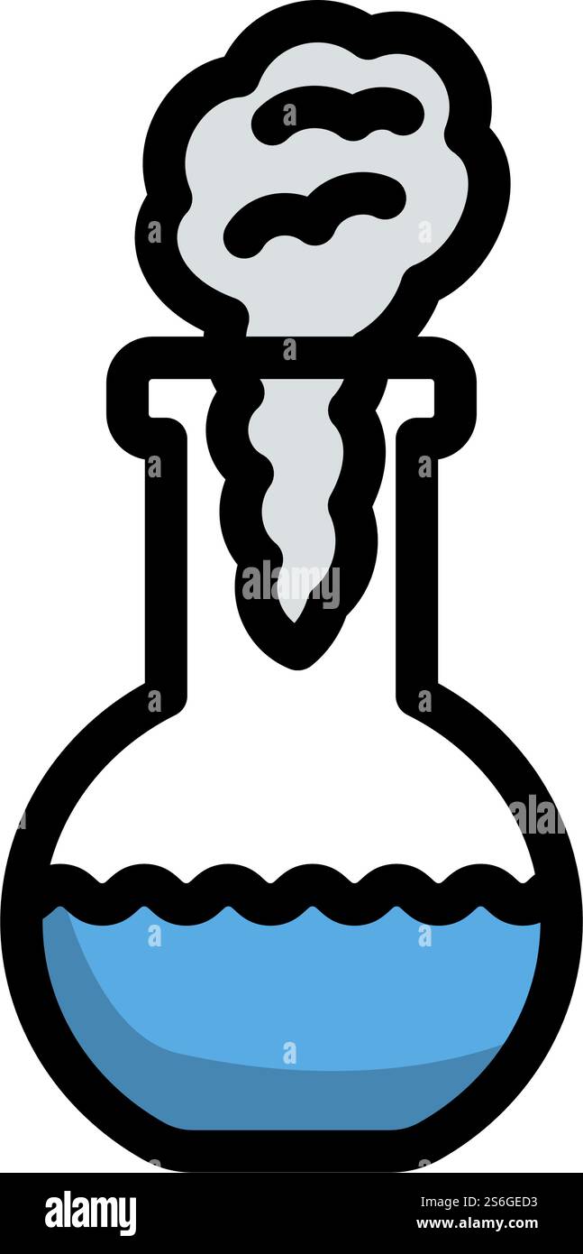 Icon Of Chemistry Bulb With Reaction Inside. Editable Bold Outline With ...