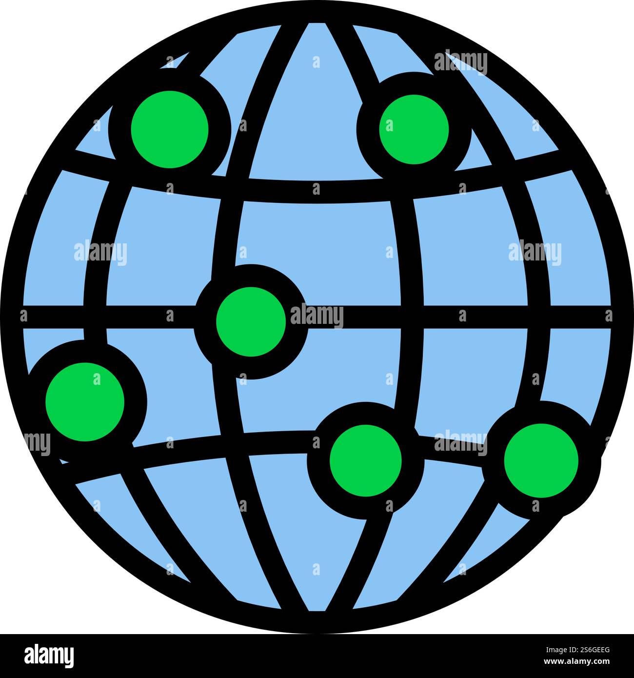 Globe Connection Point Icon. Editable Bold Outline With Color Fill ...