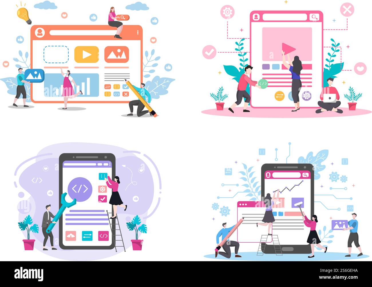 Web Development Flat Illustrations for Websites, Programming, Marketing ...