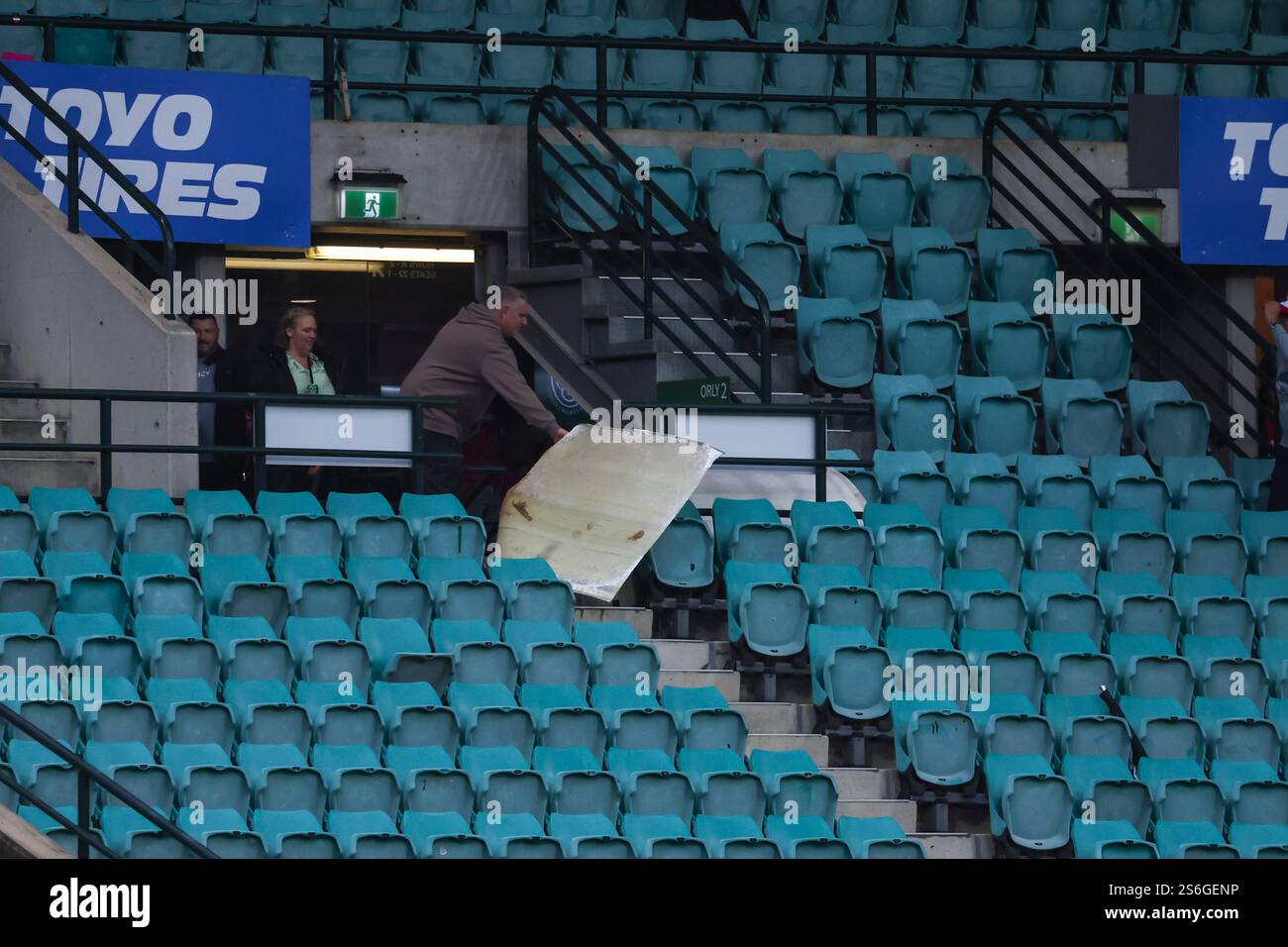 Sydney, Australia. 17th Jan, 2025. A piece of debris falls from the ...