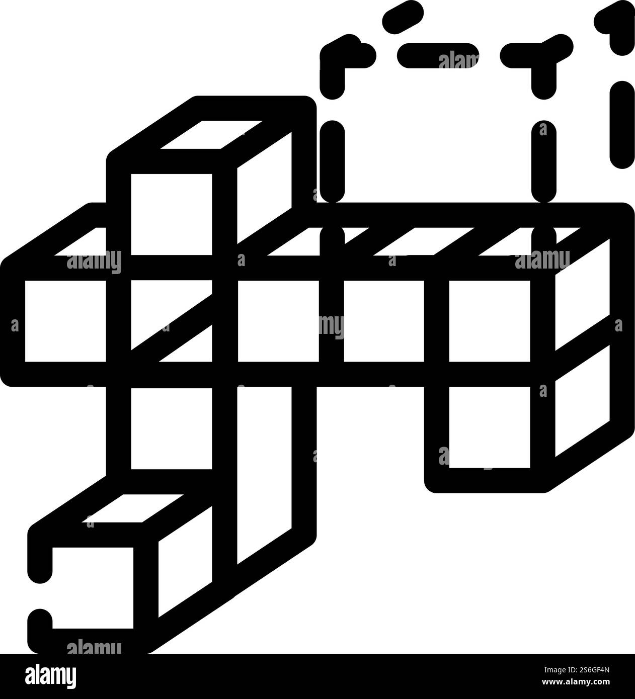 3d tasks line icon vector. 3d tasks sign. isolated contour symbol black ...