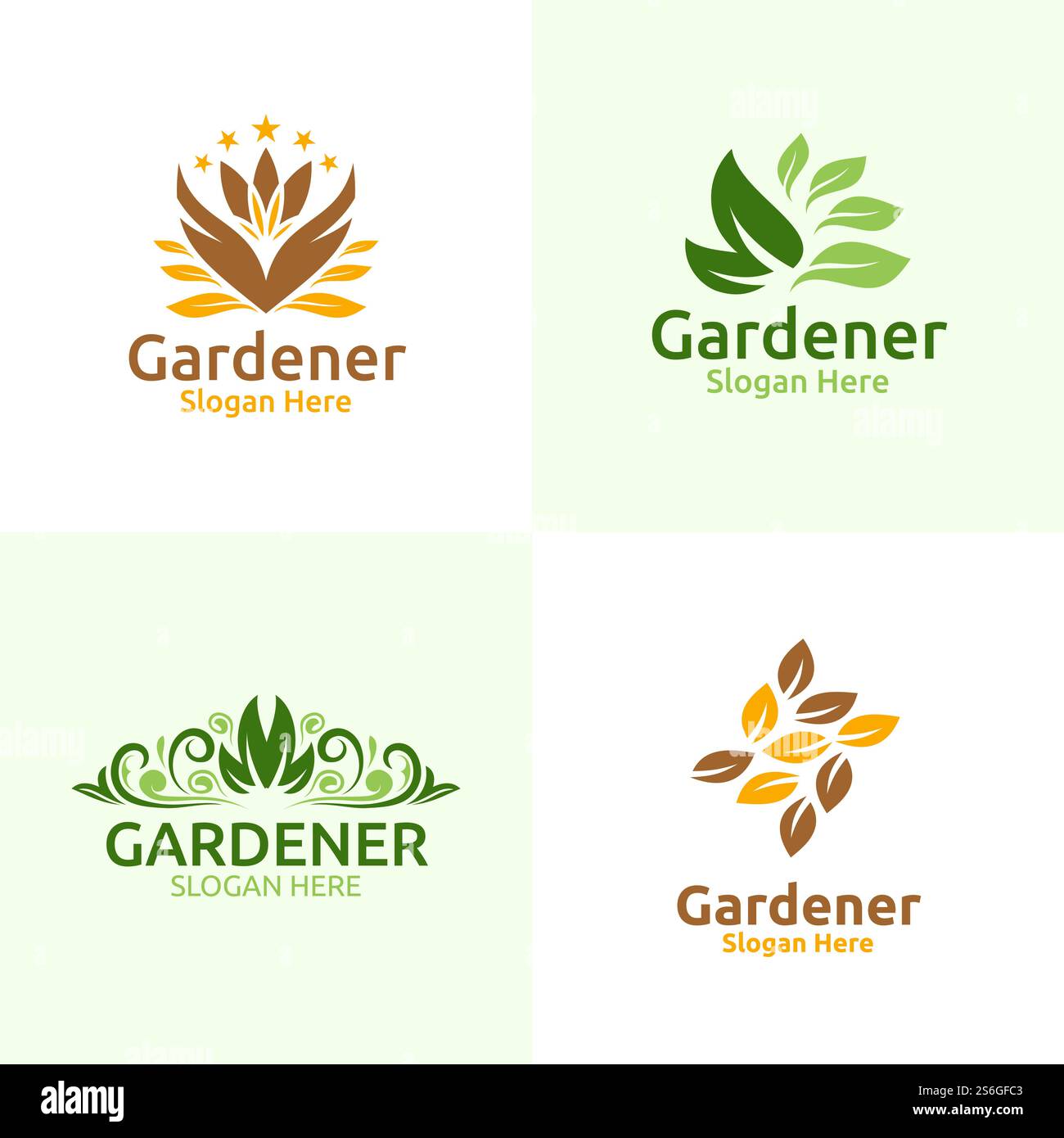 Organic Gardener Logo with Green Garden Environment or Botanical ...