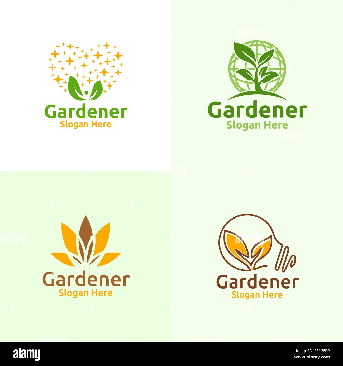Organic Gardener Logo with Green Garden Environment or Botanical ...