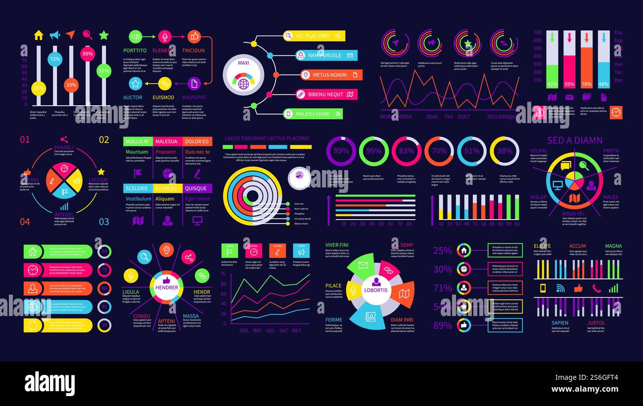 Infographic dashboard. Graphic charts, finance diagrams. Web data graphs and ui interface ...