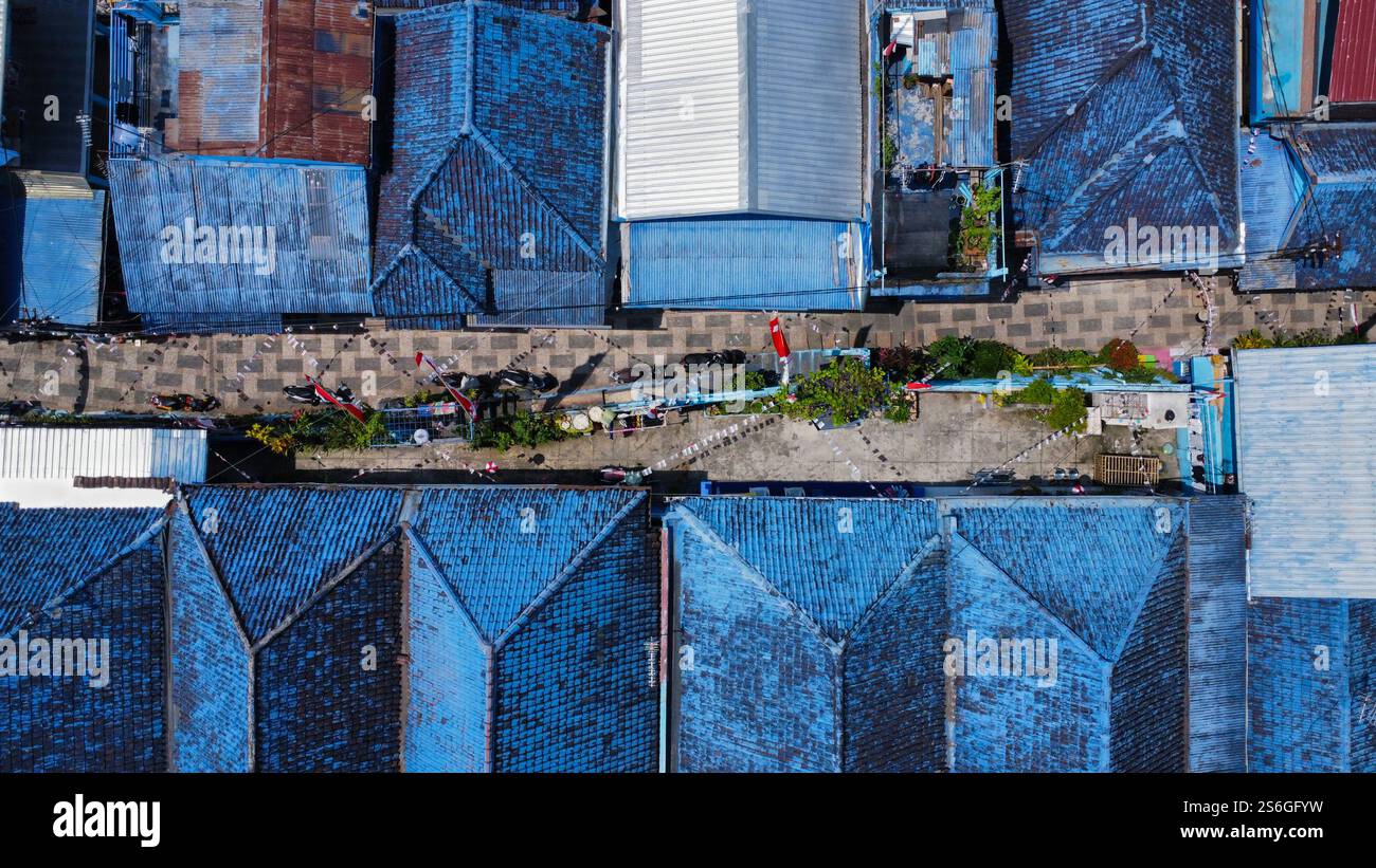 A blue painted village in Indonesia, seen from above Stock Photo - Alamy