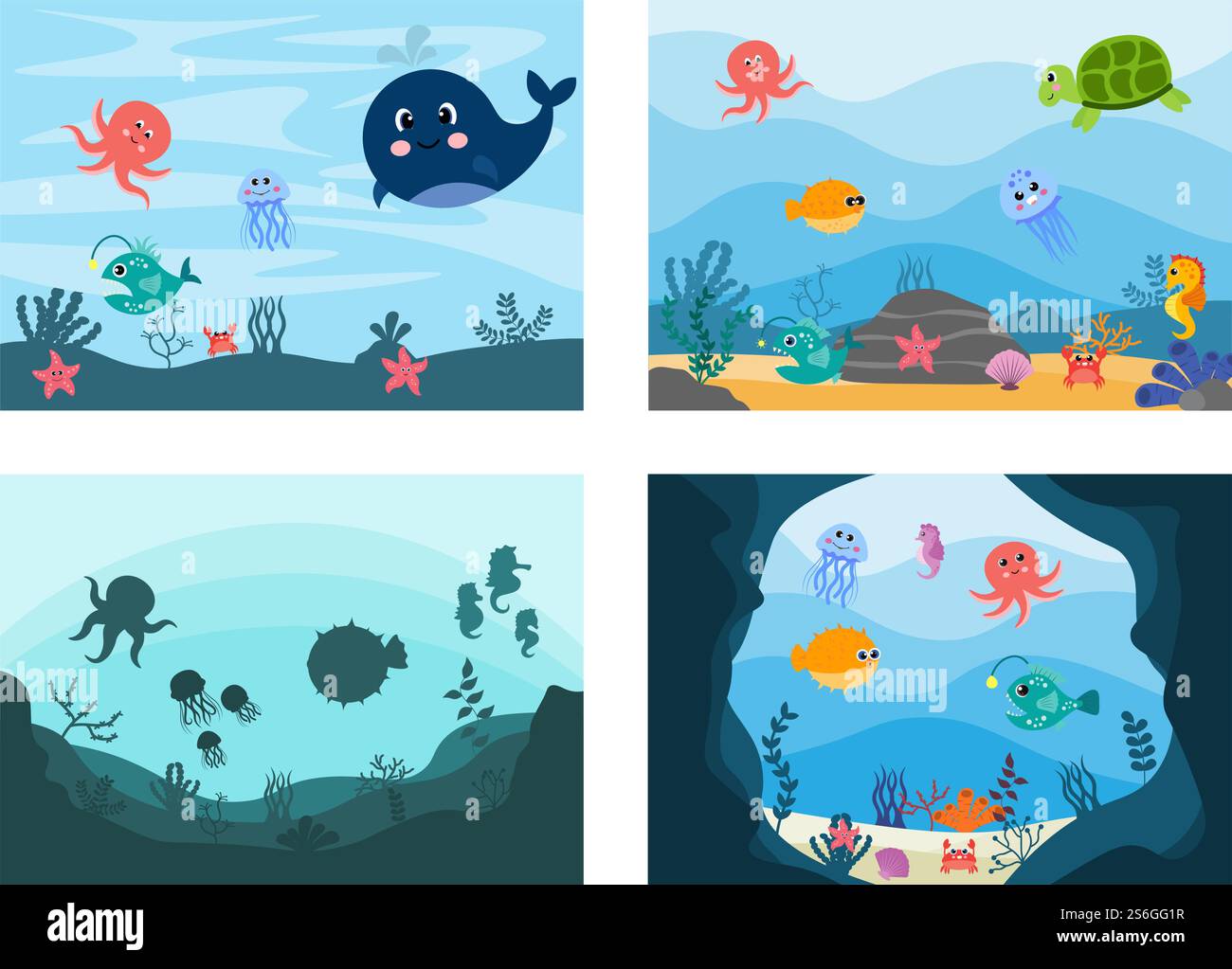Underwater Scenery and Cute Animal Life in the Sea with Seahorses ...