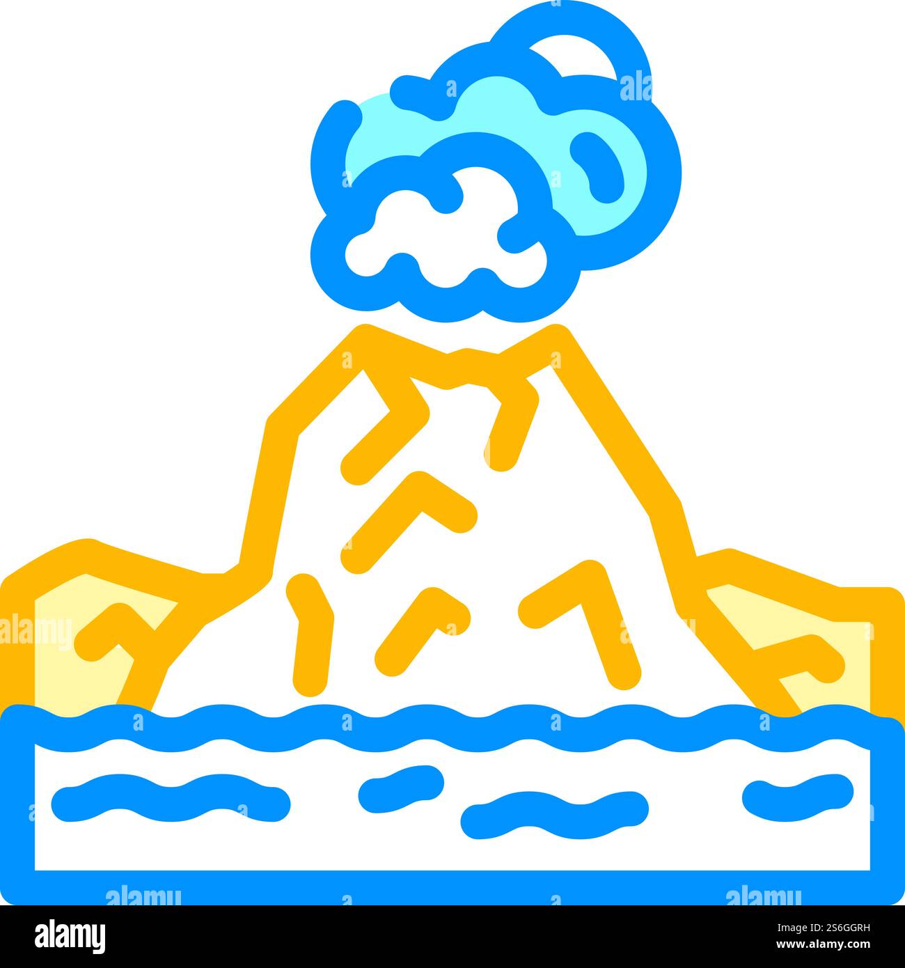island with volcano color icon vector. island with volcano sign ...