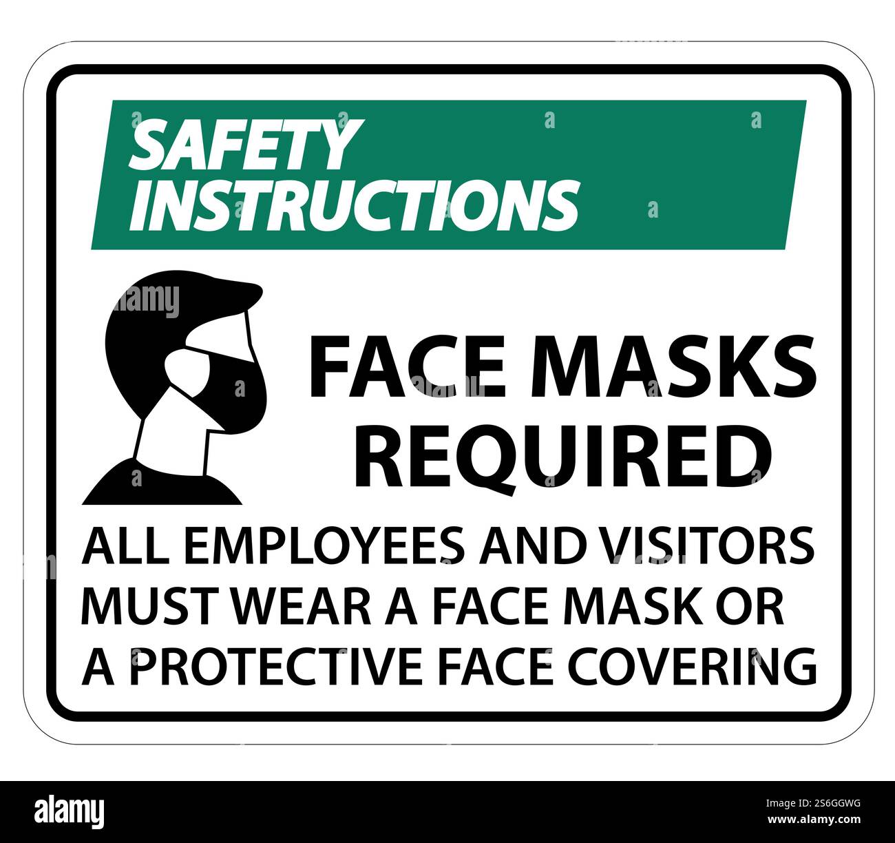 Safety Instructions Face Masks Required Sign on white background Stock ...