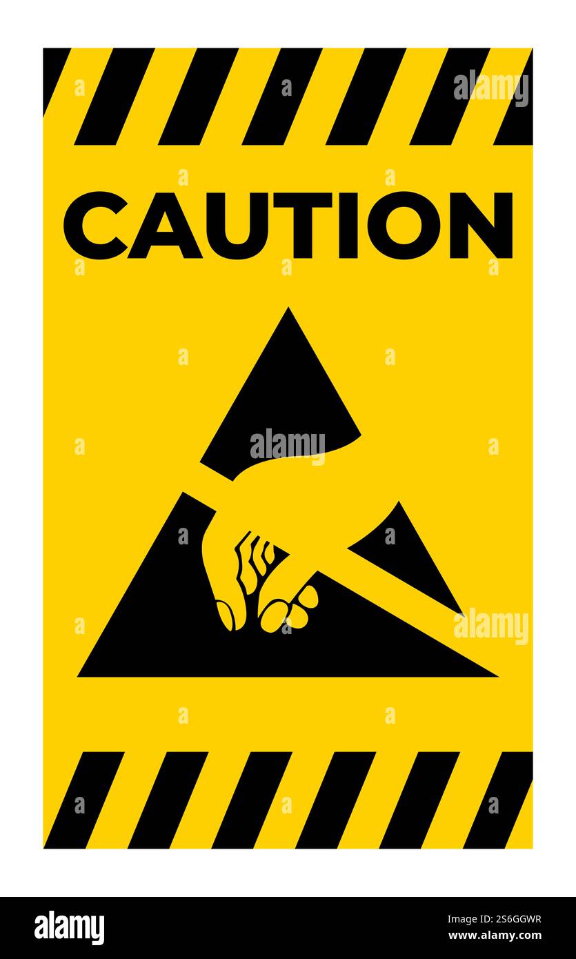 Caution Electrostatic Sensitive Device (ESD) Symbol Sign On White ...