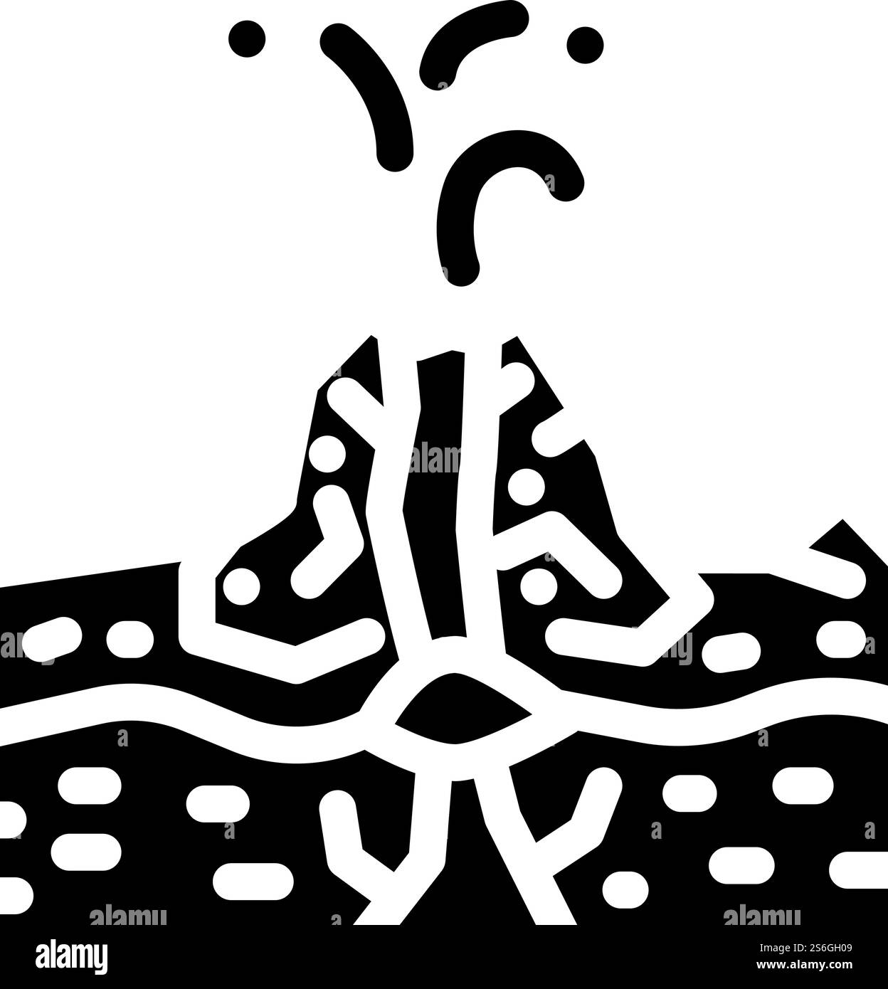 phreatic type of eruption glyph icon vector. phreatic type of eruption ...