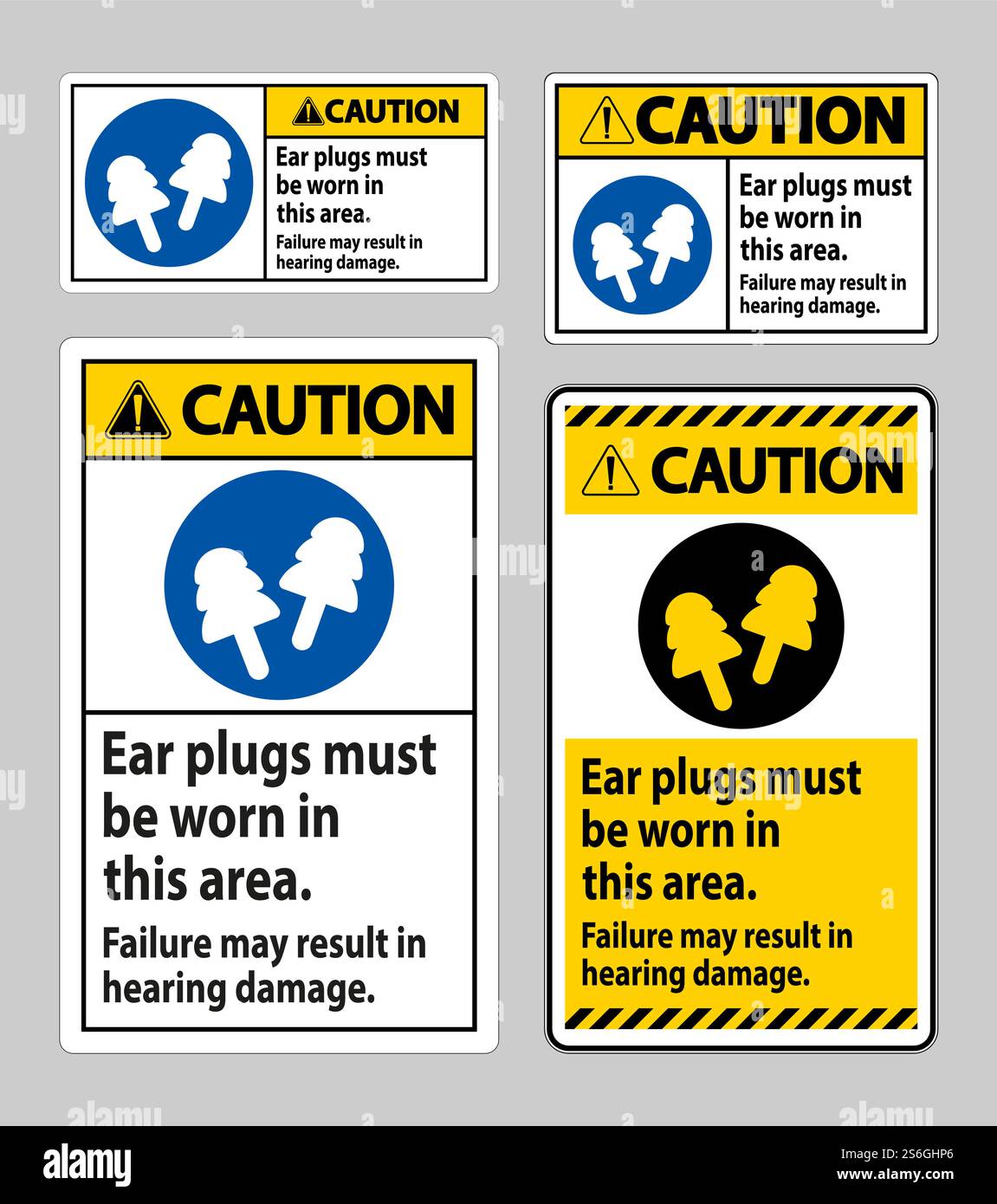 Caution sign Ear Plugs Must Be Worn In This Area, Failure May Result In ...