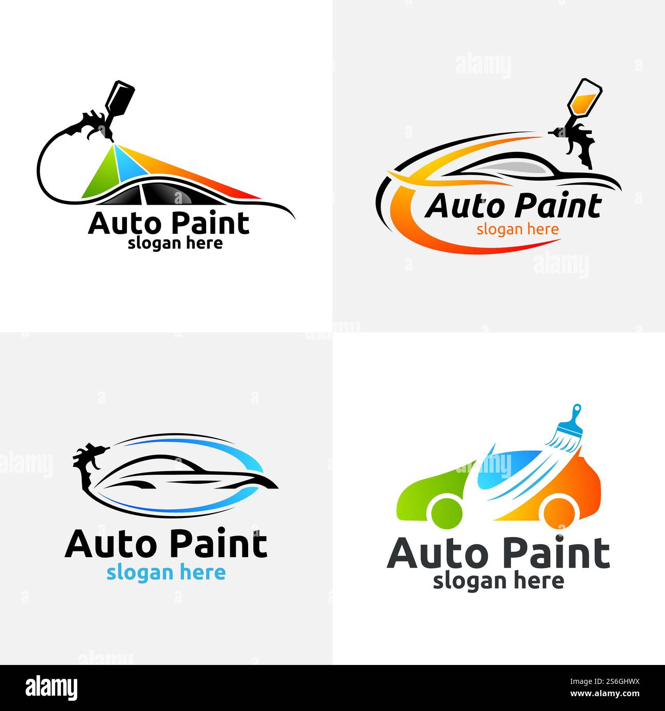 Car Painting Logo with Spray Gun and Unique Colorful Vehicle Concept ...