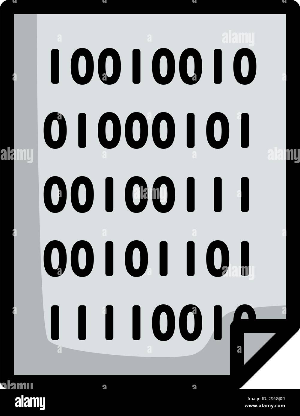 Sheet With Binary Code Icon. Editable Bold Outline With Color Fill ...