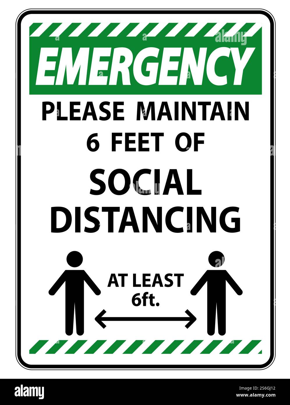 Emergency For Your Safety Maintain Social Distancing Sign on white ...