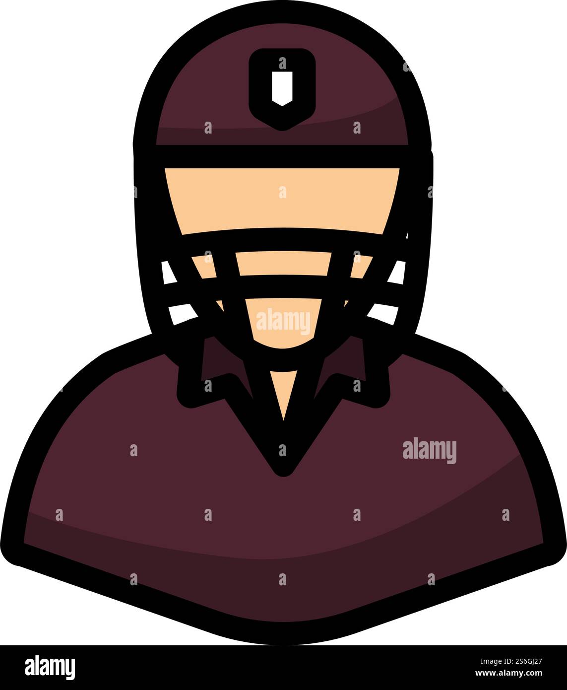Cricket Player Icon. Editable Bold Outline With Color Fill Design ...