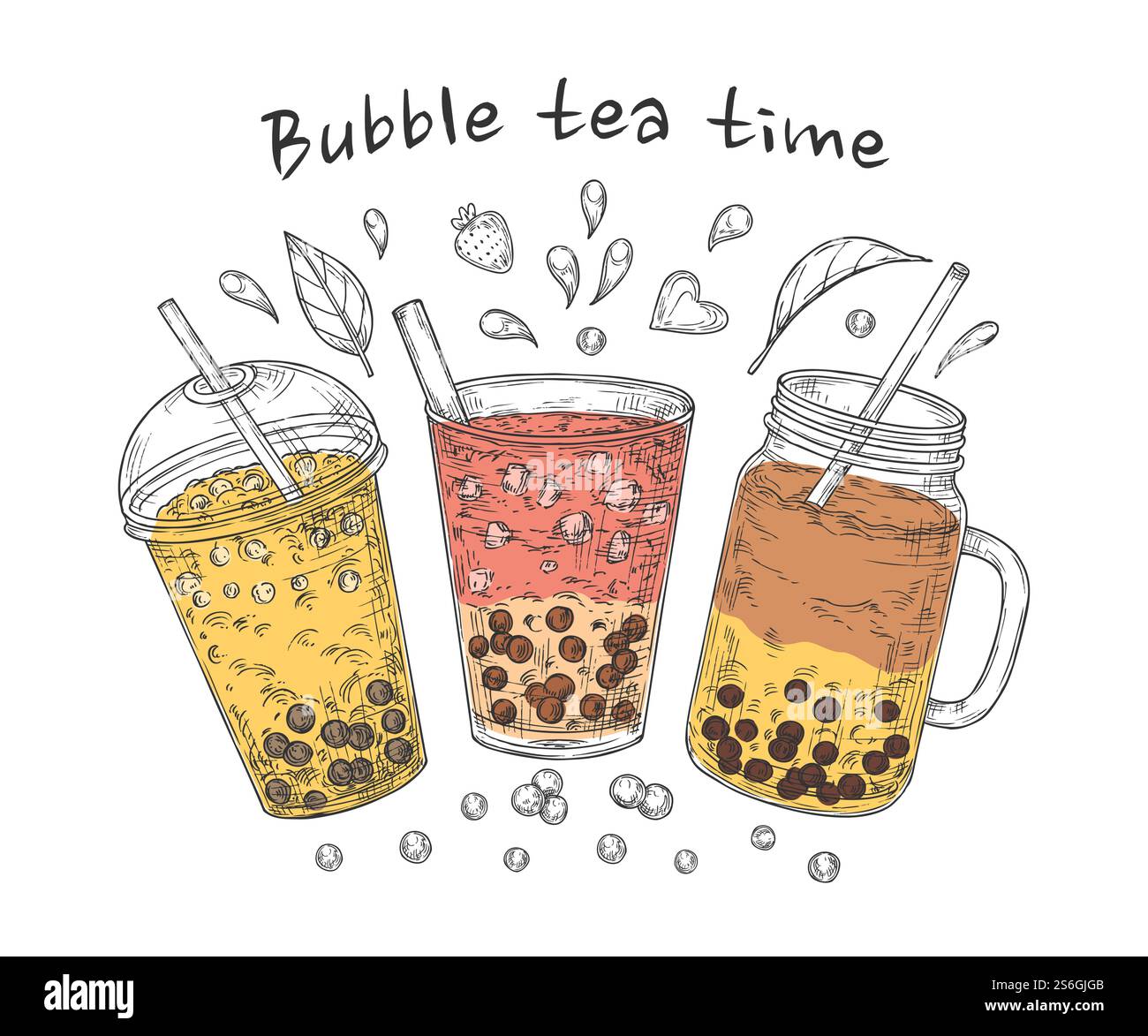 Bubble tea poster. Brown pearl coffee, famous sweet drinks. Popular ...