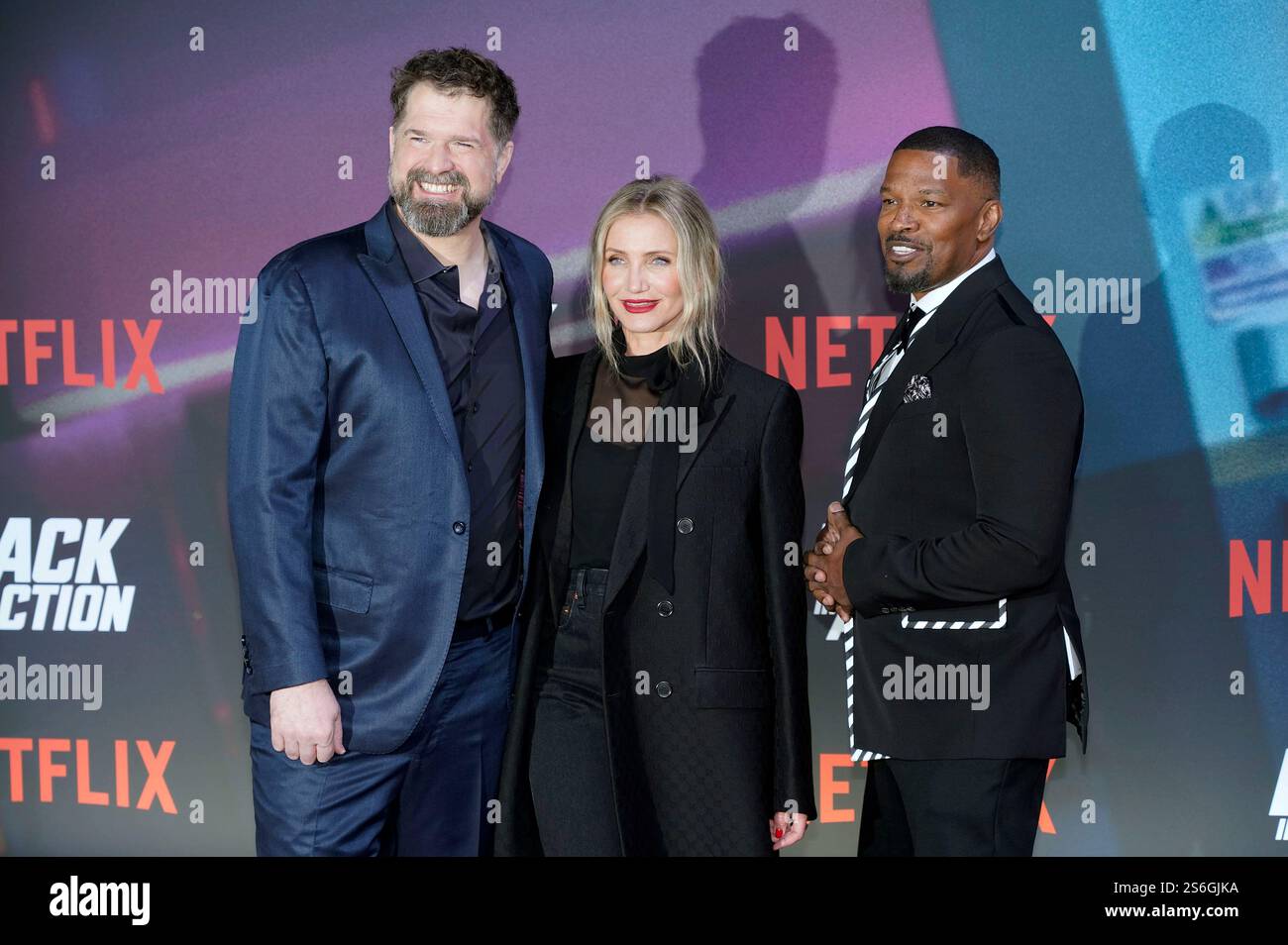 Seth Gordon, Cameron Diaz und Jamie Foxx beim Screening des Netflix ...