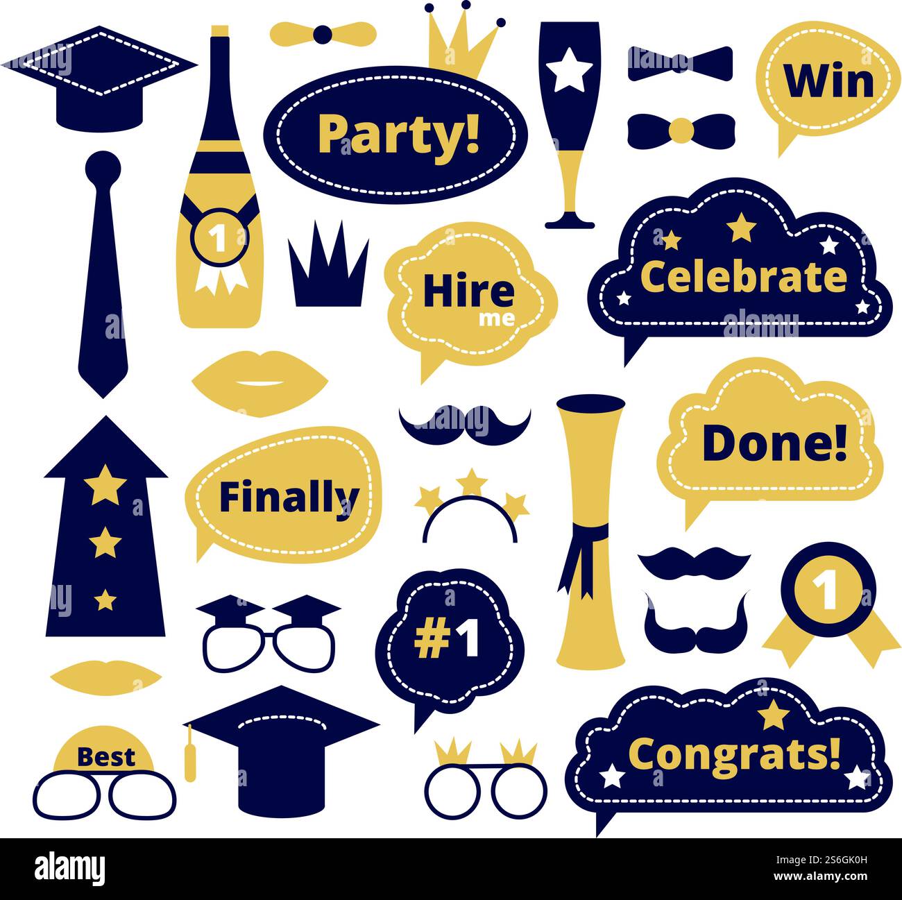 Graduation photo booth. School party props. Graduate funny sticker ...